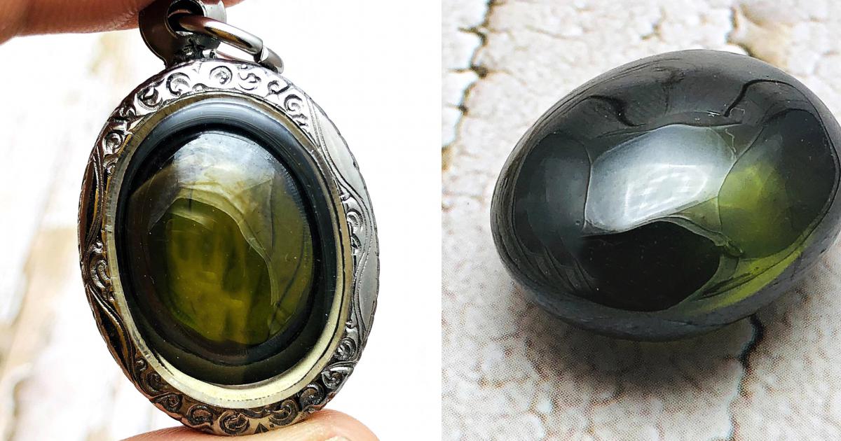 Naga Eye Leklai Magic Lucky Protection Stone Toffy Olive Green Thai ...