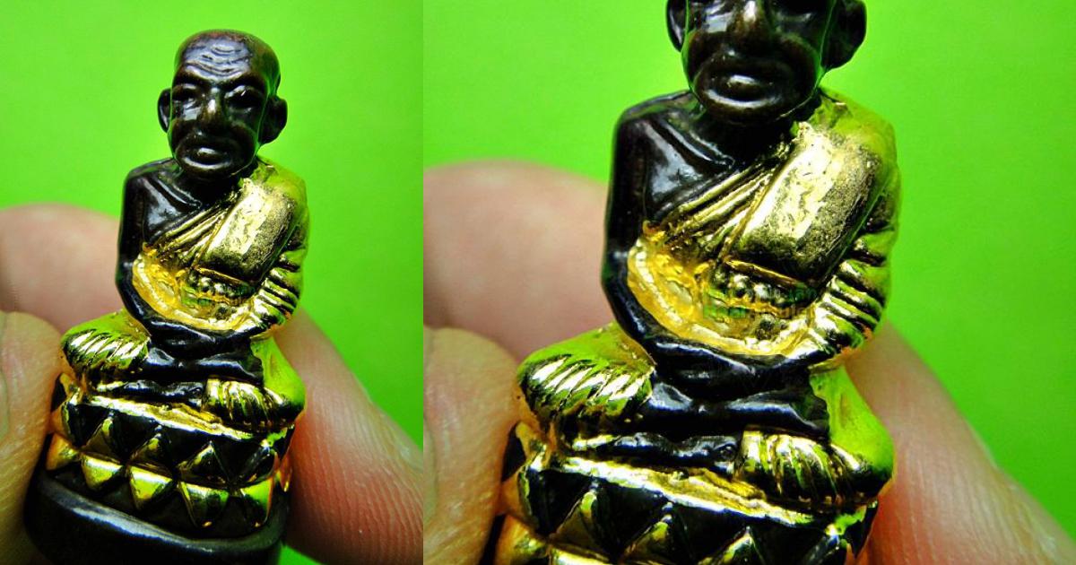 THAI REAL AMULET BRONZE FIGURE LP TUAD MONKS GROUP BLESS GOLD 24K PHA ...