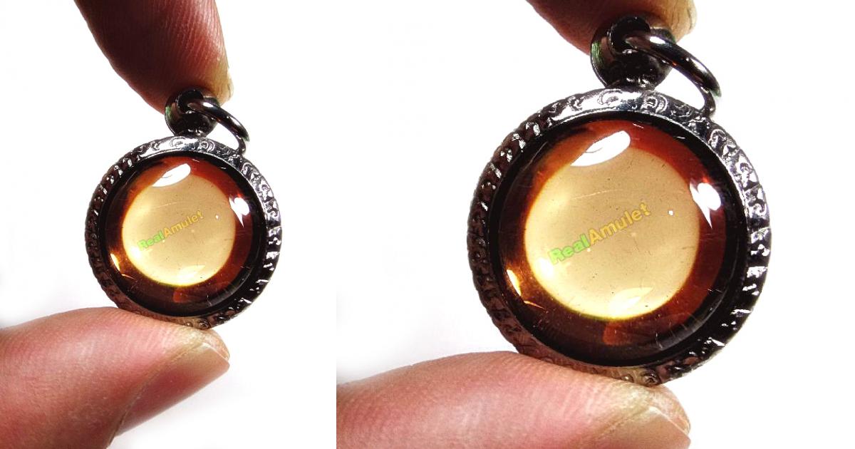 NATURAL GEMS HOLY STONE NAGA EYE LEKLAI THAI AMULET ORANGE ROUND BUTTON ...