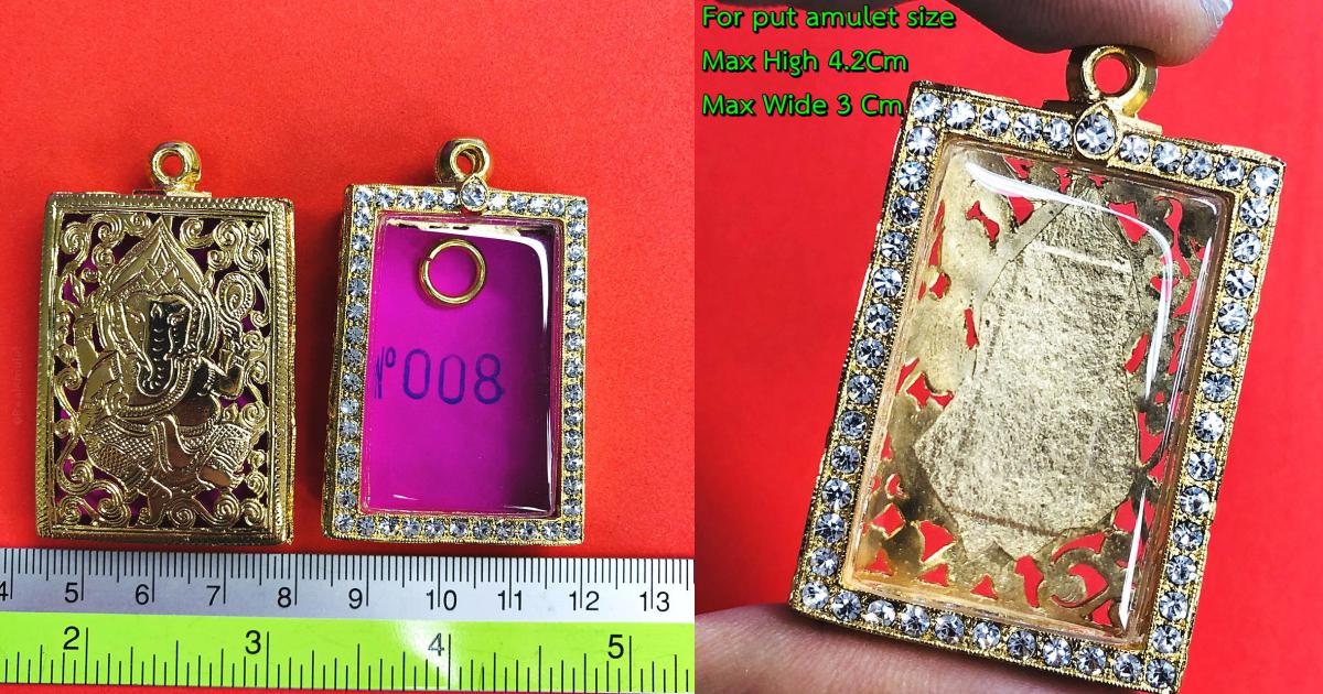Empty Stencil Gold Micron Frame Case Diamond Square Somdej 4cm Thai ...