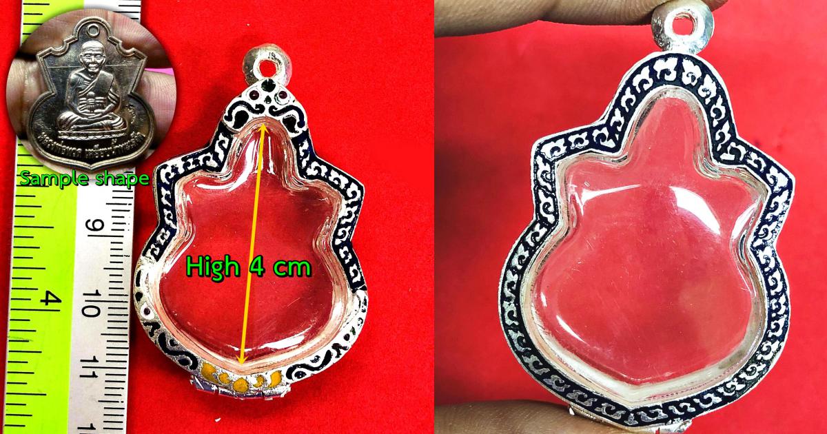 BLANK EMPTY METAL FRAME CASE THAI AMULET SILVER925 COLORED PATCH MEDAL ...