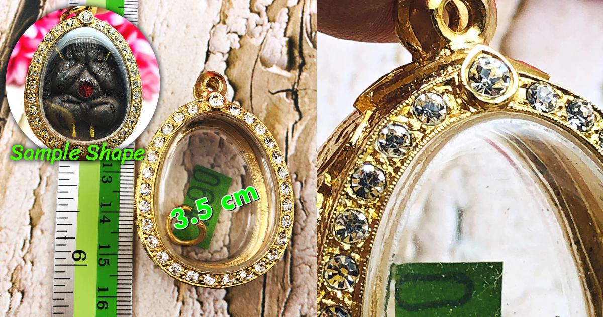 BLANK EMPTY METAL FRAME CASE THAI AMULET GOLD MICRON 24K DIAMOND GEM ...