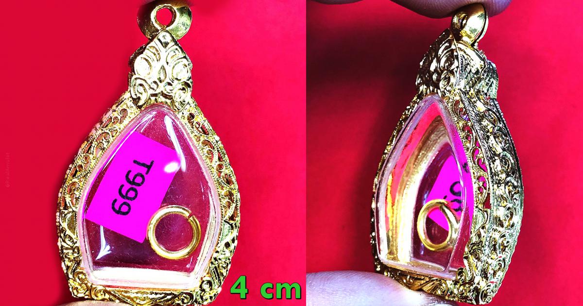 EMPTY STENCIL METAL FRAME CASE THAI AMULET GOLD 24K MICRON LOTUS JAOSUA ...