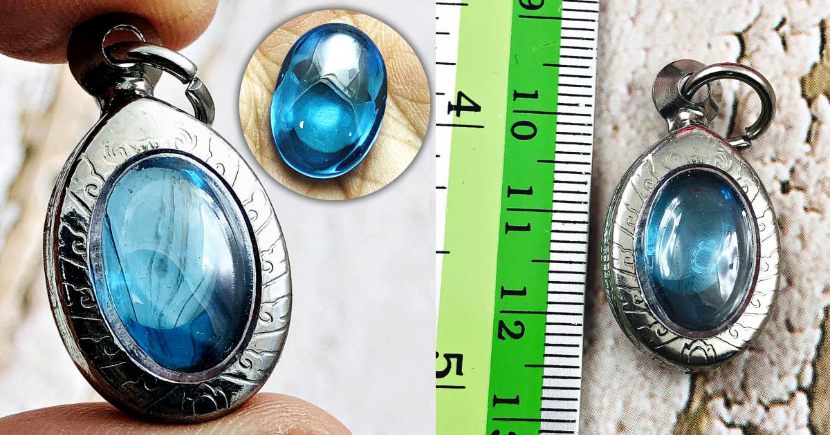 Naga Eye Leklai Magic Stone Pendant Wealth Fortune Blue Oval Thai ...