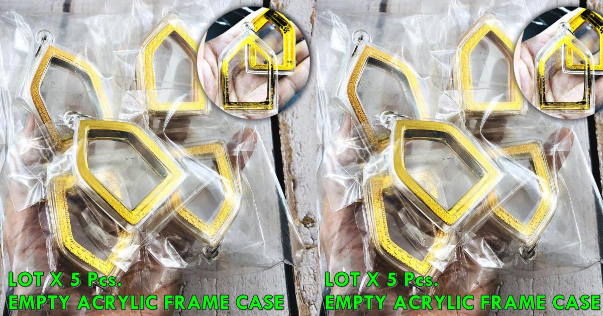 LOTX5 EMPTY ACRYLIC FRAME CASE THAI AMULET 2IN1 GOLD PENTAGON KHUNPAEN ...