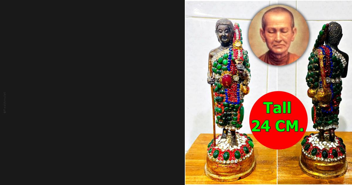 Ancient Jade Gems Crystal Bronze Statue Walking Sivali Wealth Thai ...