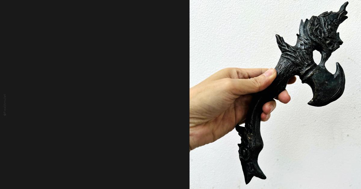 Antique 100y Khmer Hindu Deity Weapon Metal Ancient Warrior Axe Naga ...