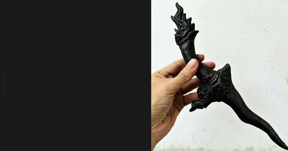 Antique 100y Khmer Deity Weapon Iron Dagger Sword Naga Warrior ...