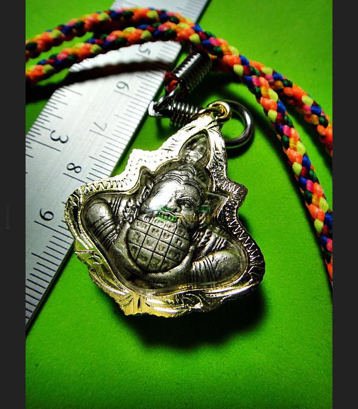 THAI REAL AMULET PENDANT BRONZE RAHU MOON WAT SRISATHONG LUCKY WEALTH ...