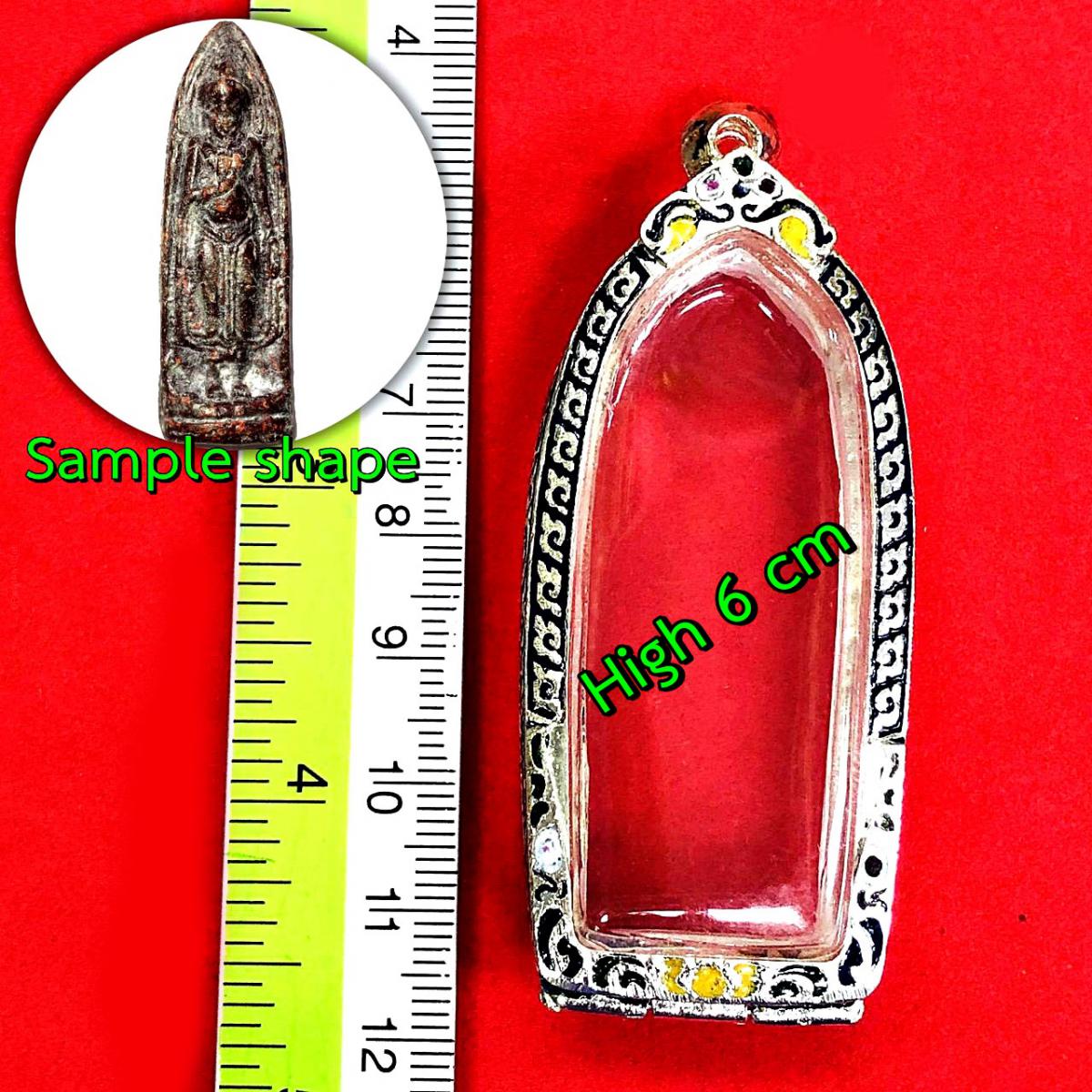 BLANK EMPTY METAL FRAME CASE THAI AMULET SILVER925 COLORED LONG BULLET ...