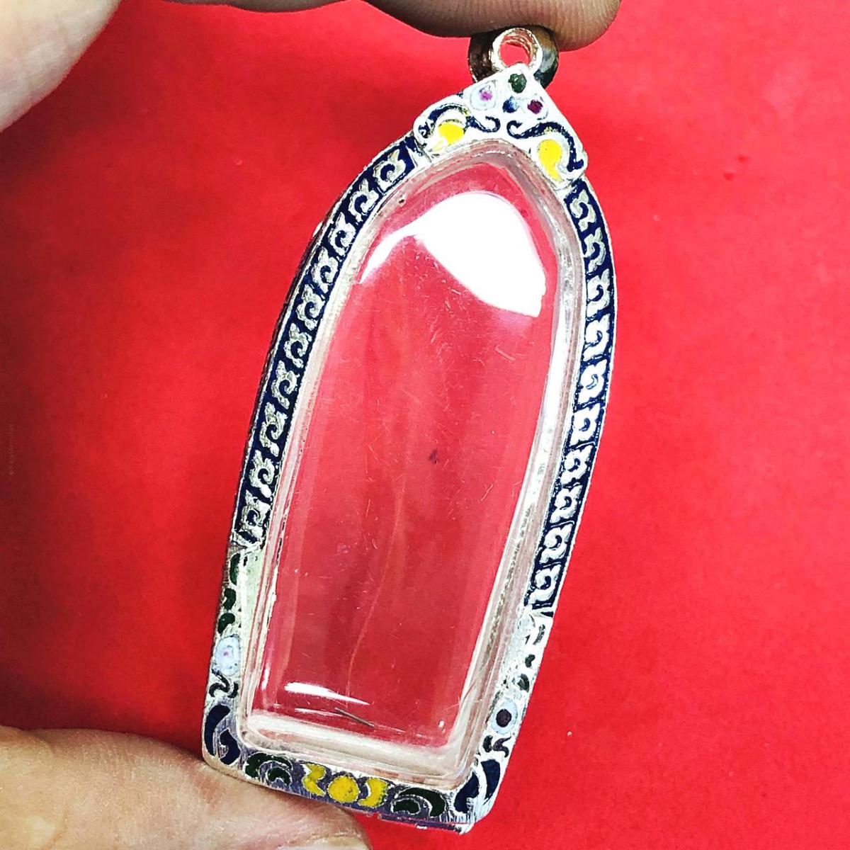 BLANK EMPTY METAL FRAME CASE THAI AMULET SILVER925 COLORED LONG BULLET ...