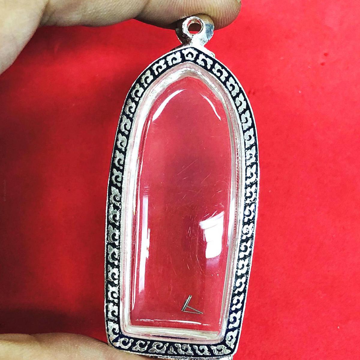 BLANK EMPTY METAL FRAME CASE THAI AMULET SILVER925 COLORED LONG BULLET ...