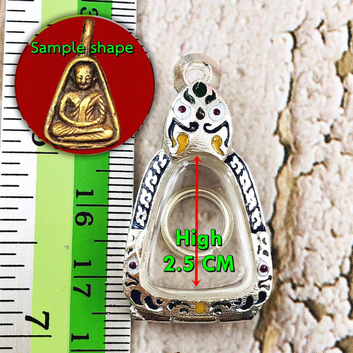 BLANK EMPTY METAL FRAME CASE THAI AMULET SILVER925 COLORED SMALL ...