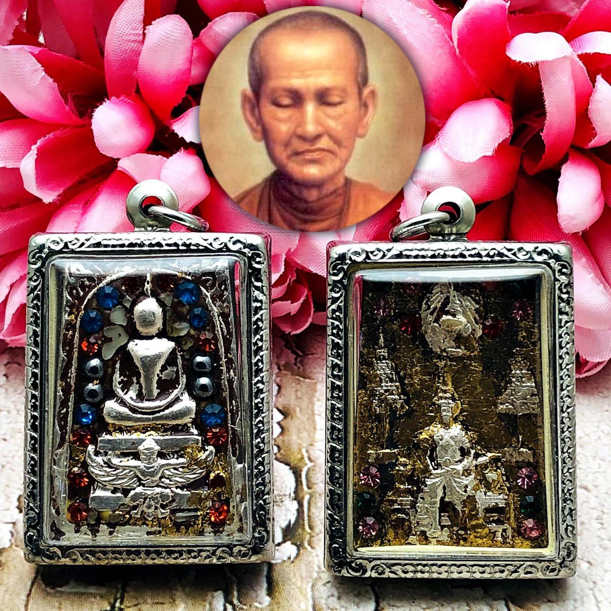 ANCIENT SILVER SOMDEJ TOH WATPHRAKAEW THAI AMULET LEKLAI KING RAMA ...