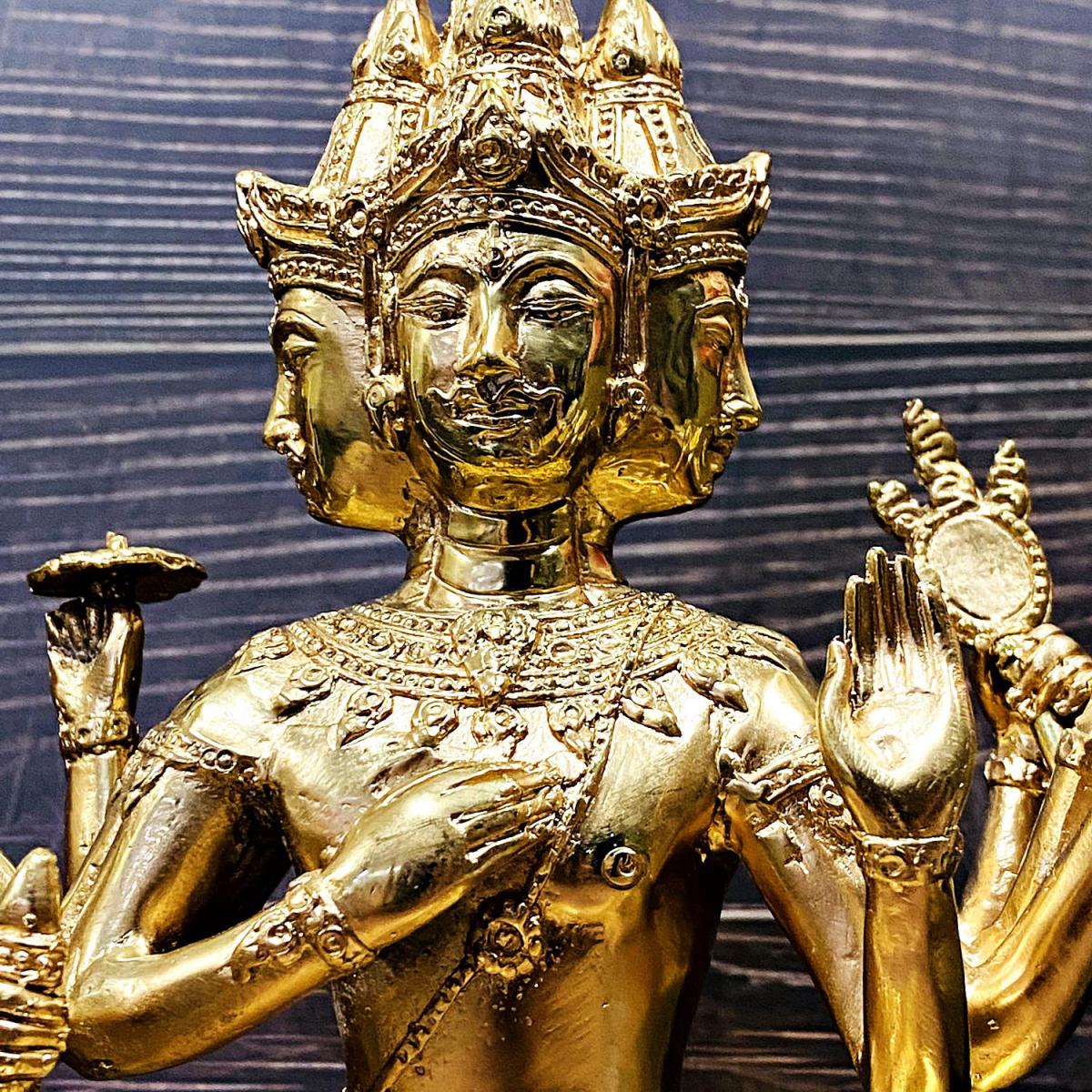 LARGE BRASS STATUE PHAPHOM 4 FOUR FACE MASS CHANT DOO WATSAKAE THAI ...