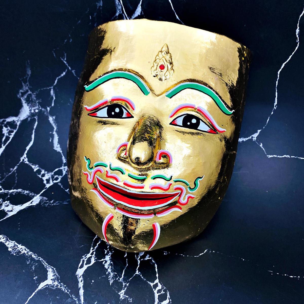 Khon Mask Palak Magic God Mercy Charming Gold Face Lp Udomsap Thai Amulet #17443 | RealAmulet.com™