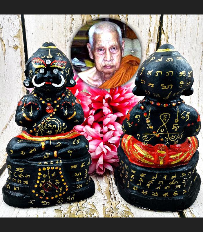 Wealth Clay Guman Statue Diamond Eye Lp Yam Nayak Be2549 Black Thai ...