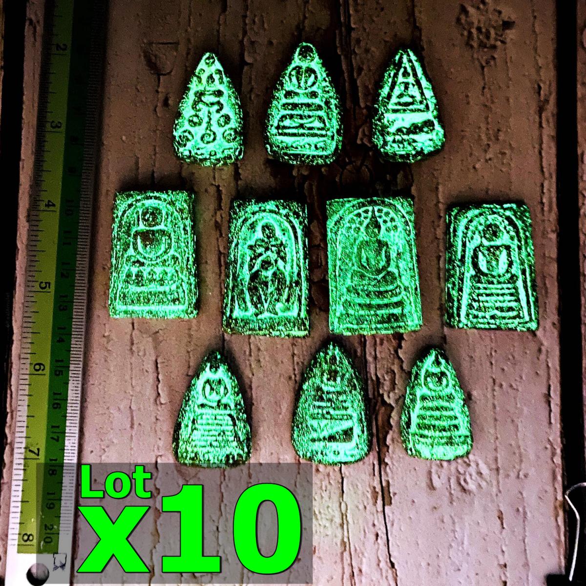 Somdej Leklai Pcsx10 Green Glow In Dark Moon Light Toh Buddha Thai ...