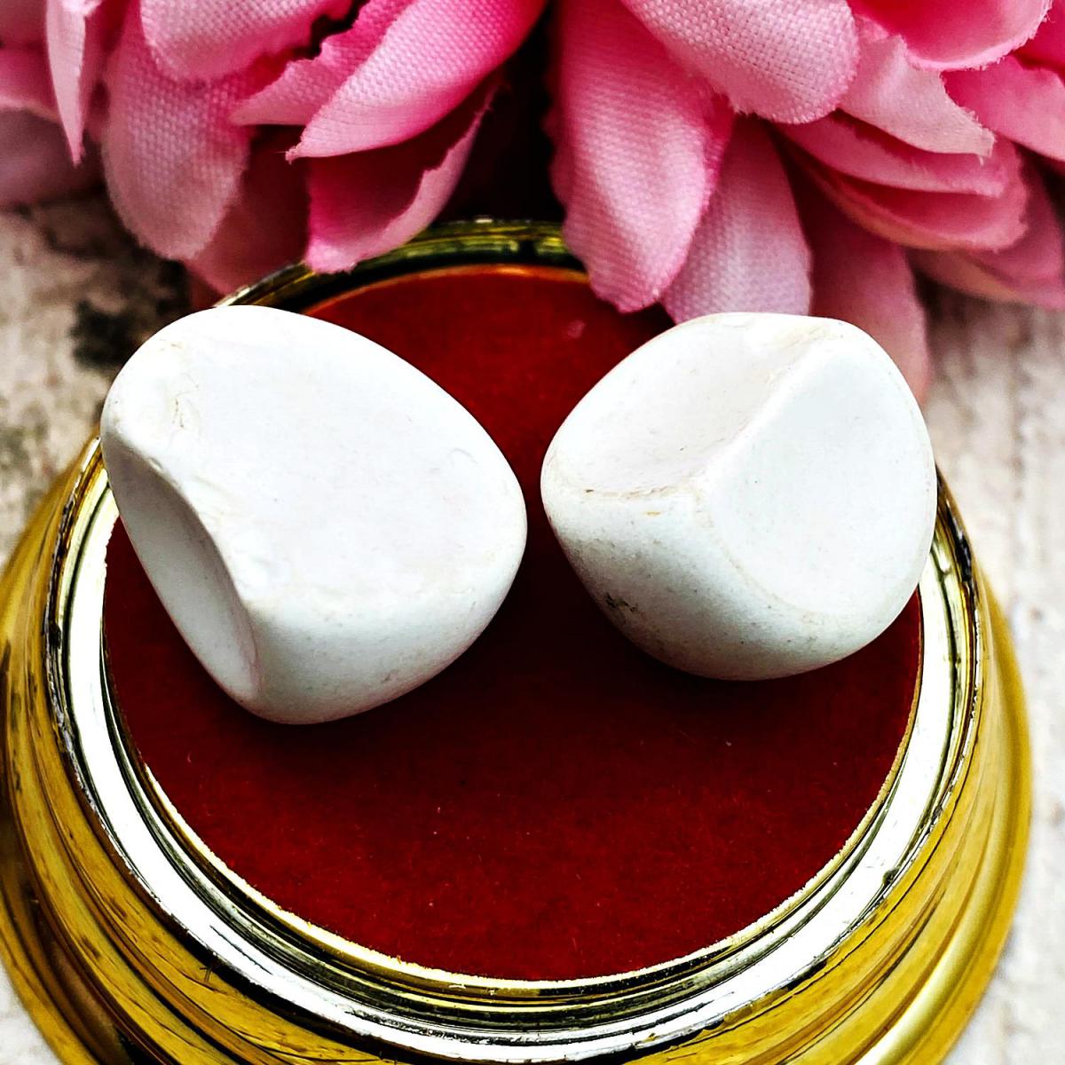 White 2 Leklai Pearl Buddha Relic Healing Reiki Stone Meditate Thai ...
