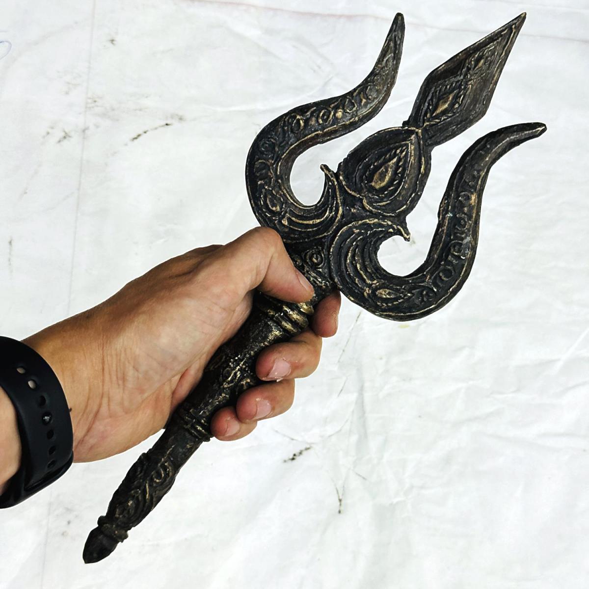 Ancient Artefacts Khmer Bronze Warrior Trident Trishul Bayon Protection ...