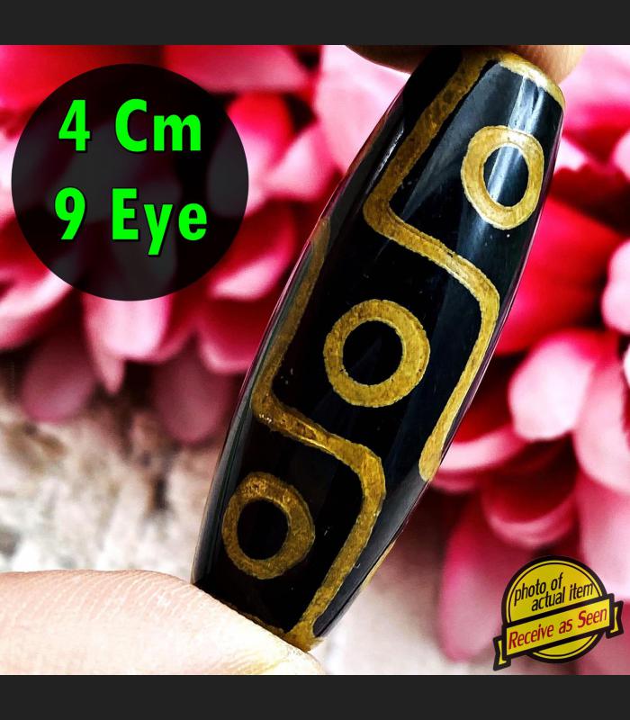 Old Tibetan Natural Nepal Tibet Cinnabar Agate Dzi 9eyed Bead Thai Amulet #18105 | RealAmulet.com™